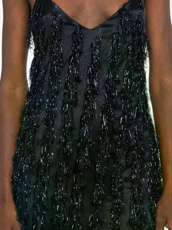 Stella McCartney Fringe V-neck Dress - Black