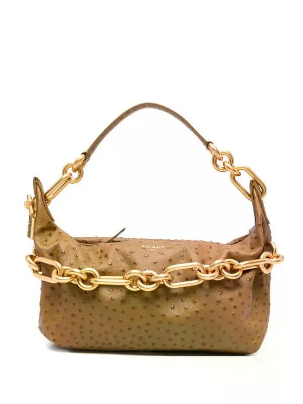 Balmain Chain-strap Leather Shoulder Bag - Brown