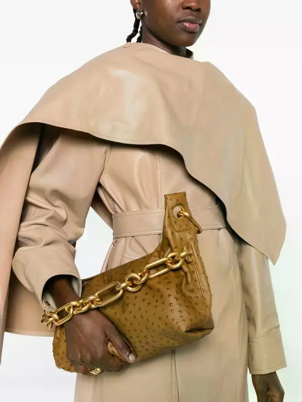 Balmain Leather Shoulder Bag With Chain Strap