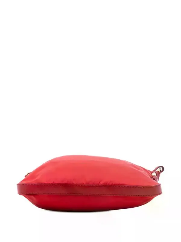 Prada Saffiano Trimmed Tessuto Crossbody Bag - Red