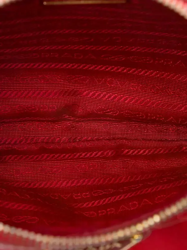 Prada Saffiano Trimmed Tessuto Crossbody Bag - Red