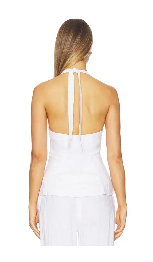 AEXAE Linen Halter Neck Top - White