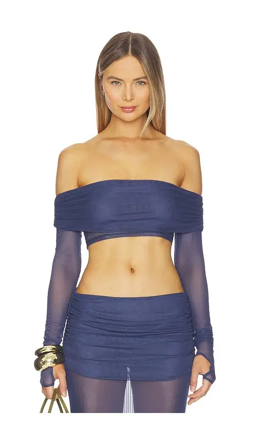 BANANHOT Lena Off-the-shoulder Mesh Top