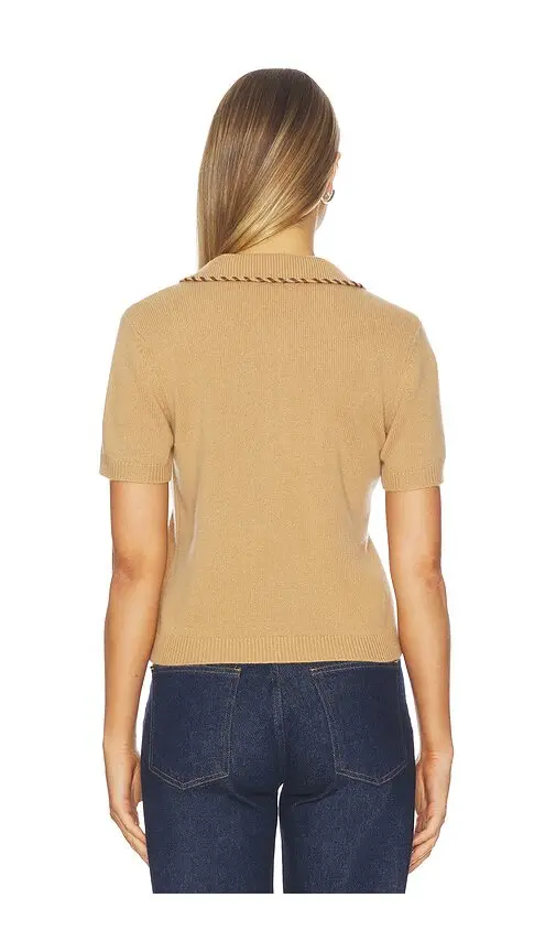 FRAME Leather Stitch Polo Top