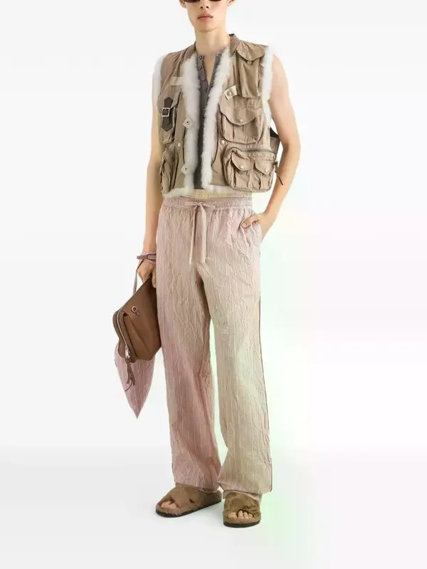 Dolce & Gabbana Crinkled Striped Fabric Vanity Trousers - Pink