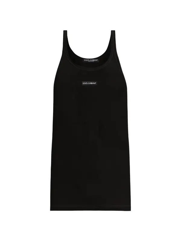 Dolce & Gabbana Cotton Tank Top With Print - Black