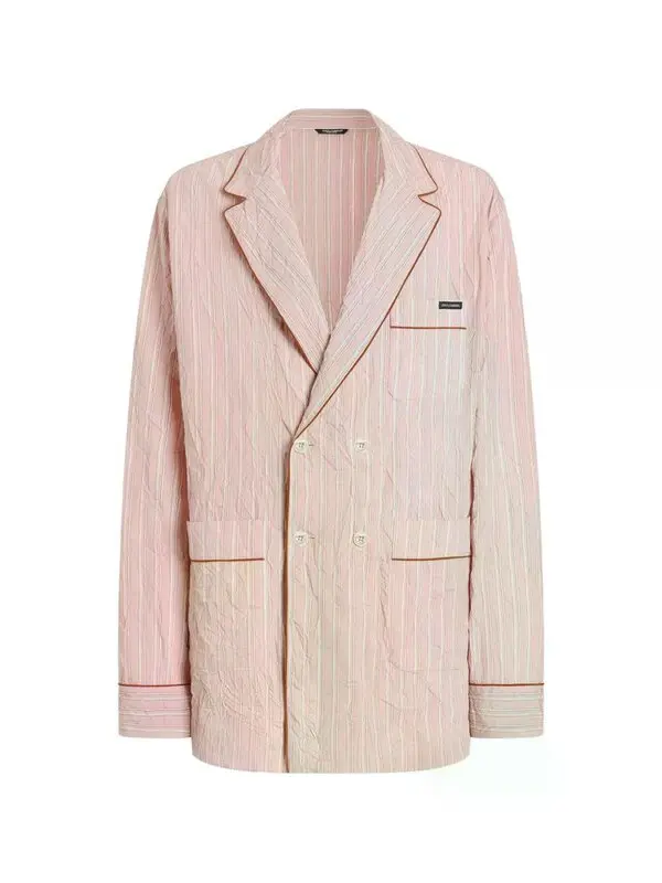 Dolce & Gabbana Crinkled Striped Fabric Shirt-style Vanity Robe - Pink