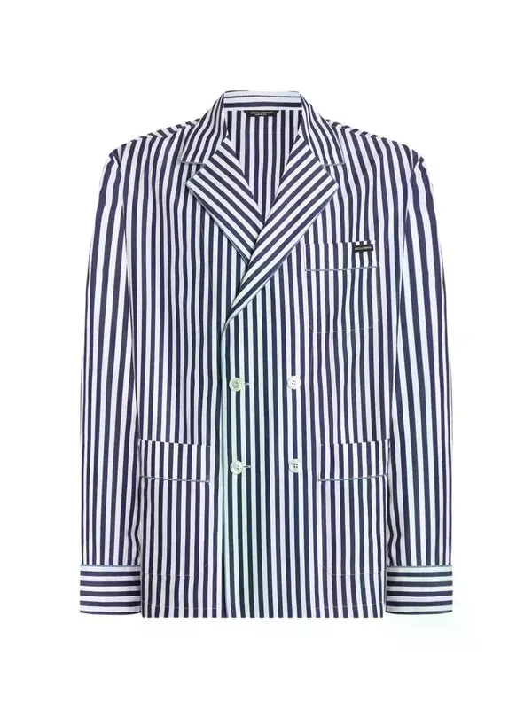 Dolce & Gabbana Striped Poplin Vanity Robe - Blue