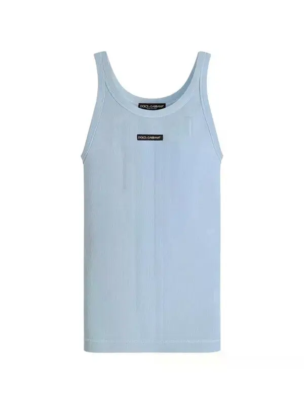 Dolce & Gabbana Cotton Tank Top With Print - Blue