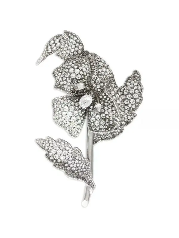 Dolce & Gabbana Flower Brooch With Rhinestones - Silver