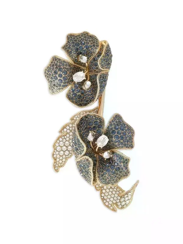 Dolce & Gabbana Flower Brooch With Rhinestones - Gold