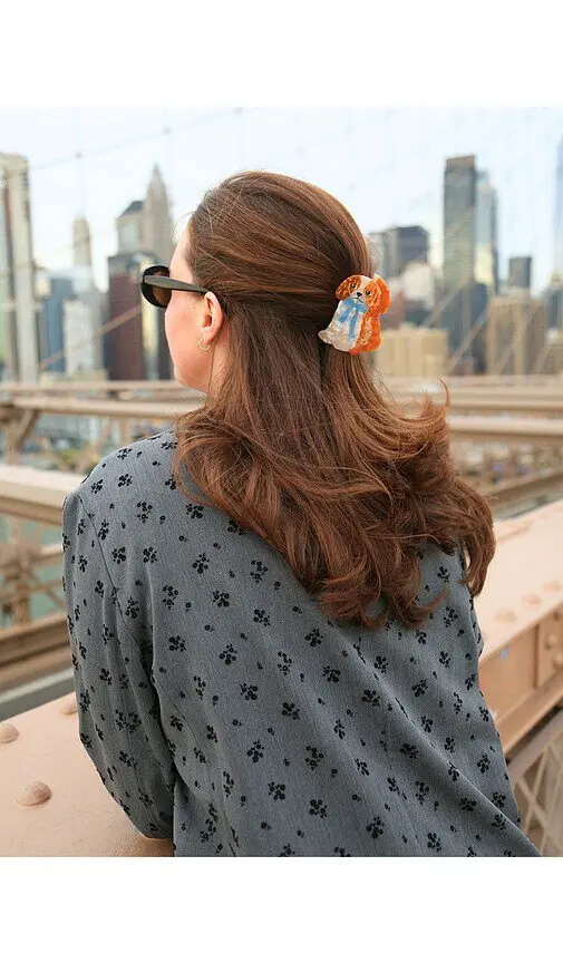 SOLAR ECLIPSE Hand-painted King Charles Claw Hair Clip