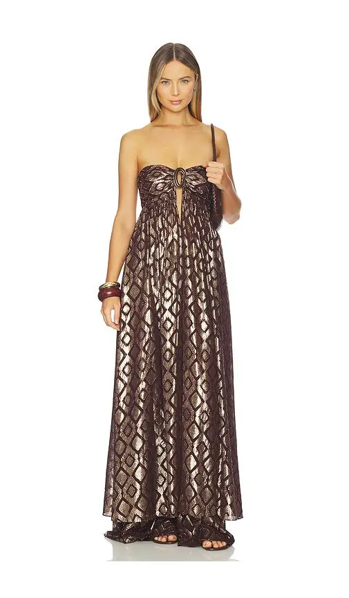 Alexis Izza Top With Geometric Metallic Design