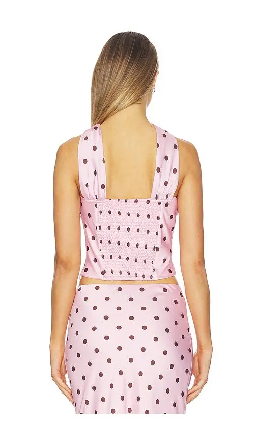 RUNAWAY THE LABEL Blaine Halter Neck Polka Dot Top - Pink