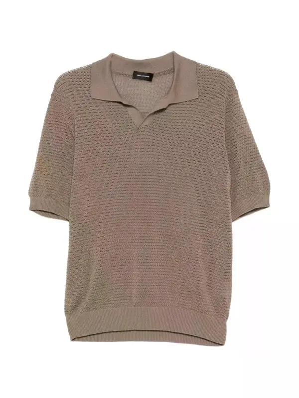 Tagliatore Open-knit Polo-collar T-shirt - Brown