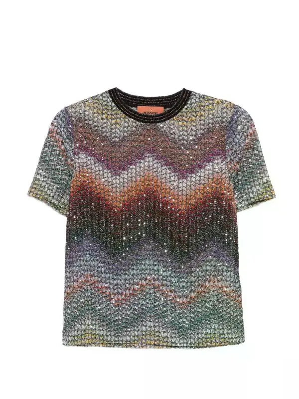 Missoni Chevron Embellished T-shirt - Orange
