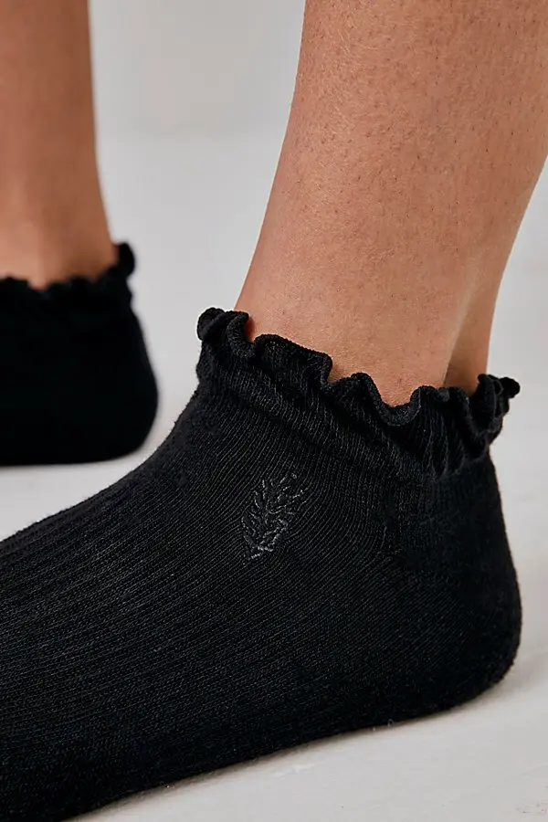 Free People Ruffle Sneaker Sock 2-pack - Black
