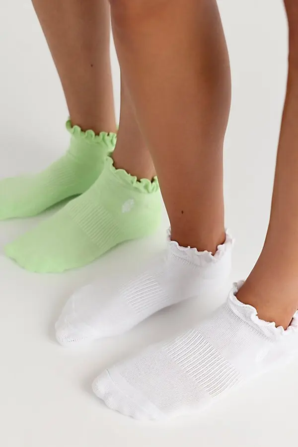 Free People Ruffle Sneaker Sock 2-pack - Light Green
