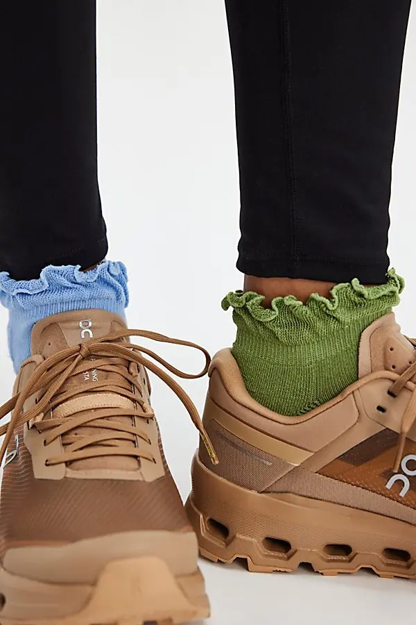 Free People Ruffle Sneaker Sock 2-pack - Seafoam Combo
