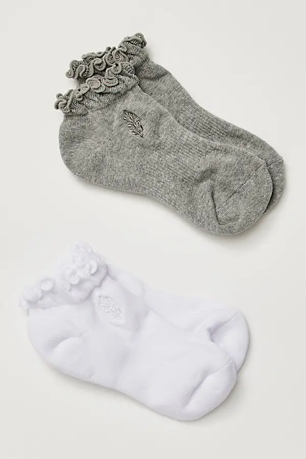 Free People Ruffle Sneaker Sock 2-pack - White/grey Combo