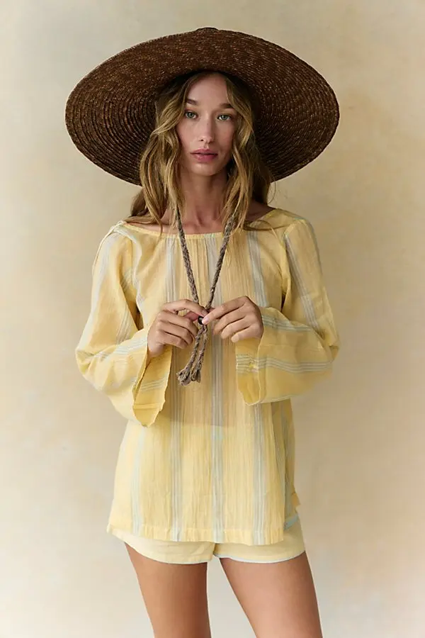 Free People So Coastal Wide Brim Hat - Coffee