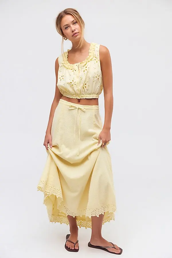 Free People Cotton Maxi Skirt Set - Double Butter