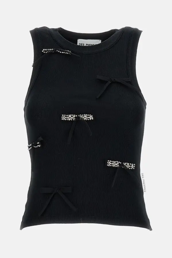 DES_PHEMMES Tank Top With Embellishments - Black