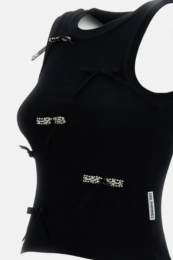 DES_PHEMMES Embellished Tank Top - Black