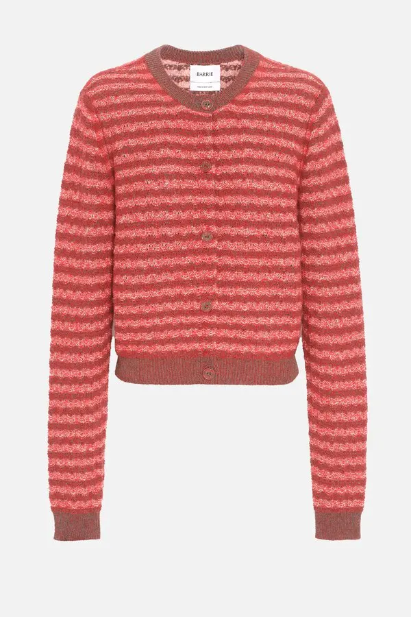 BARRIE Cardigan With Metallic Stripes - Red