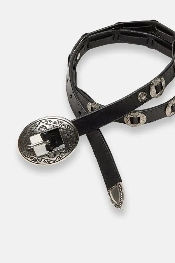 GOLDEN GOOSE Washed Leather Belt - Black