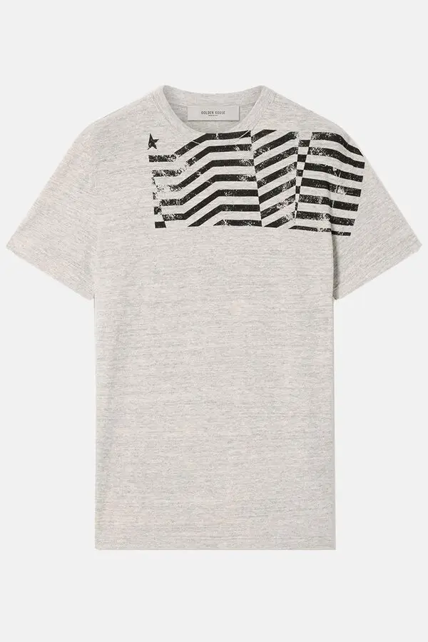 GOLDEN GOOSE Flag Print T-shirt - Grey