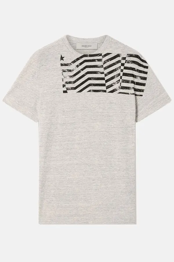 GOLDEN GOOSE Flag Print T-shirt - Grigio