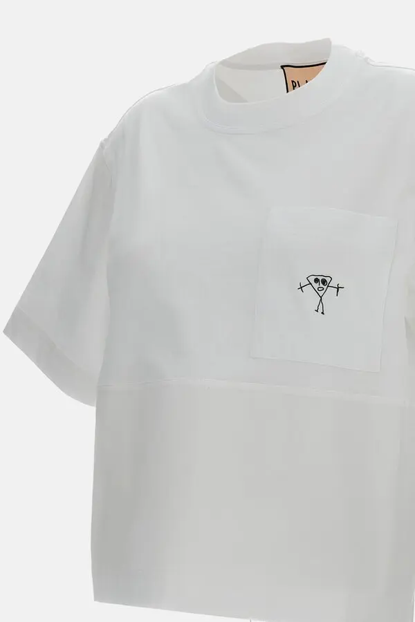 Plan C Crewneck T-shirt With Applied Pocket