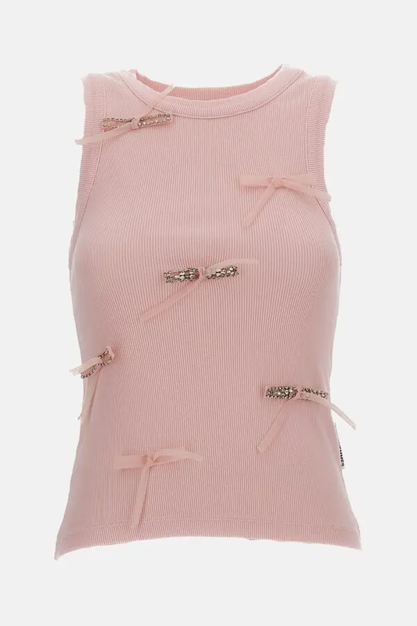 DES_PHEMMES Embellished Tank Top - Rose