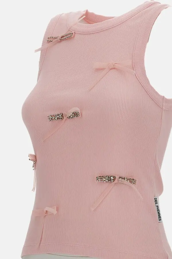 DES_PHEMMES Embellished Tank Top - Rose