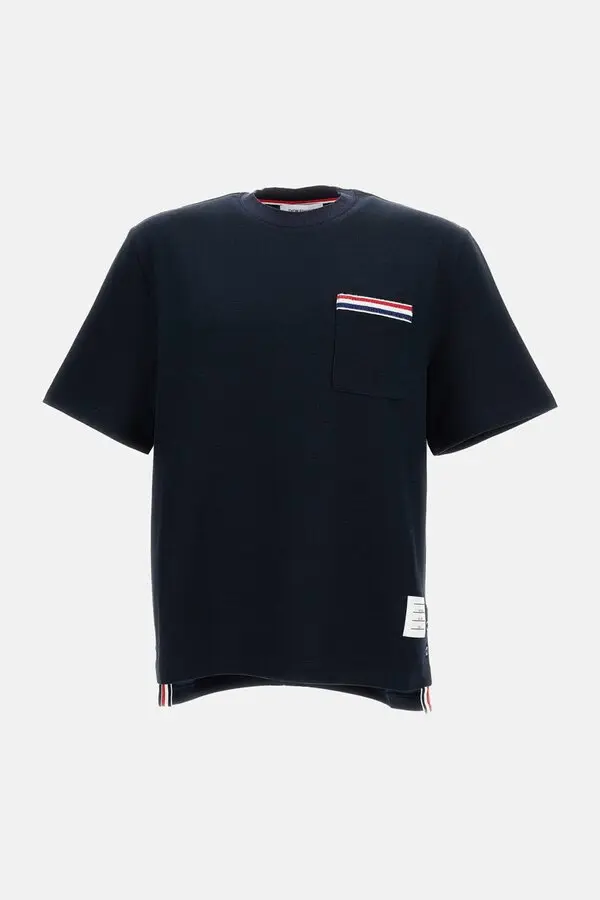 Thom Browne Short-sleeved Shirt With Small Pocket - Blue
