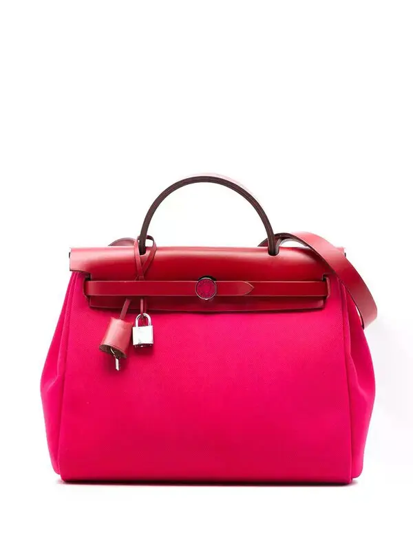 Hermès 2021 Toile Herbag Zip 31 Laque Satchel - Pink