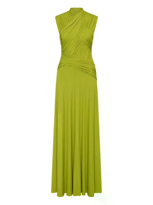 Rachel Gilbert Juniper Ruched Gown - Green