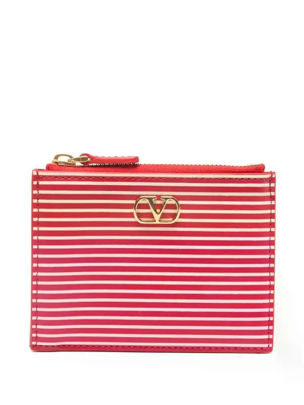 Valentino Garavani Striped Logo-detail Card Holder - Red