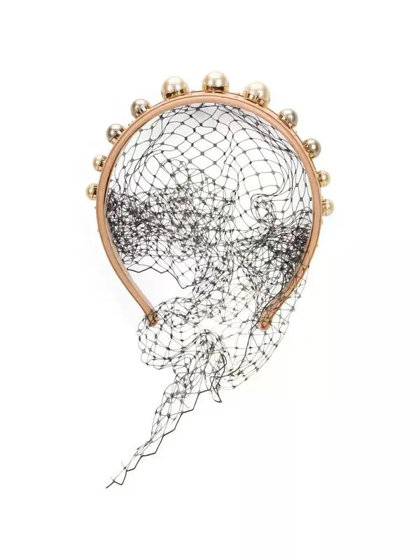 Red Valentino Studded Hairband With Mesh - Black
