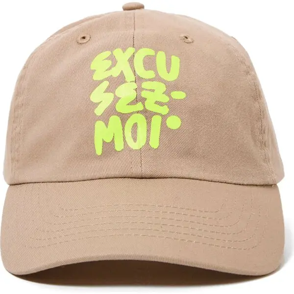 Clare V. Excusez Moi Cotton Twill Baseball Cap - Khaki