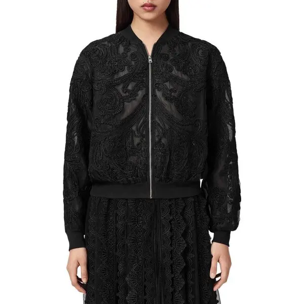ALLSAINTS Jade Embroidered Bomber Jacket - Black