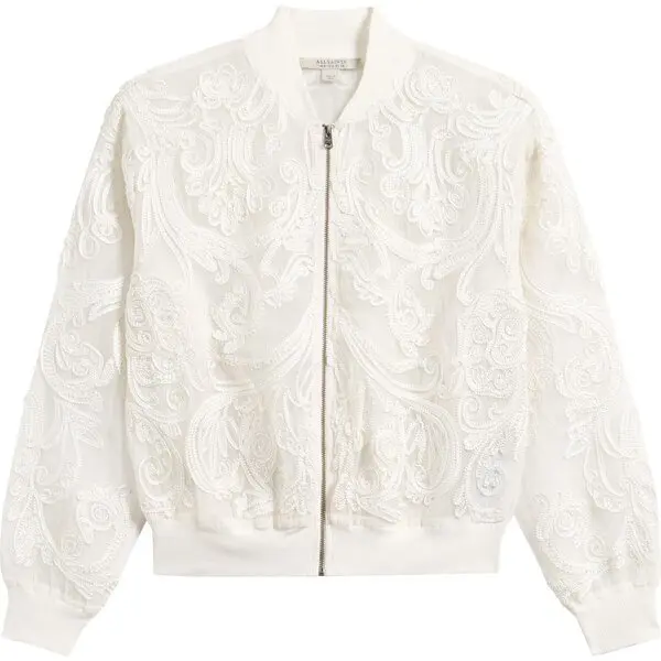 ALLSAINTS Jade Embroidered Bomber Jacket - White