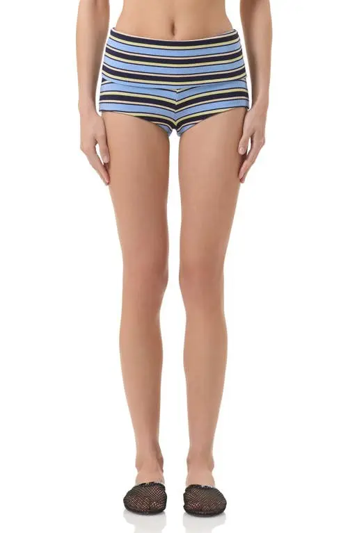 AFRM Justina Rib Stripe Foldover Microshorts - Iris Stripe