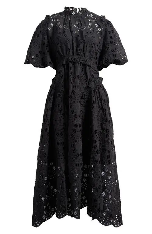 ALLSAINTS Odette Eyelet Embroidered Dress - Black