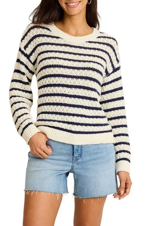 Tommy Bahama Pebblestone Bay Stripe Cotton Sweater - Coconut