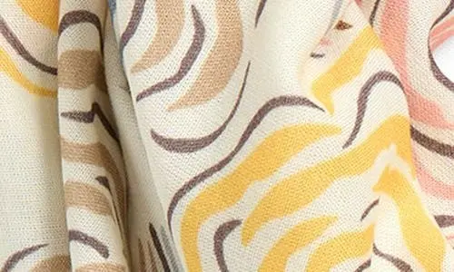 Echo Gestural Rose Print Square Scarf - Cream