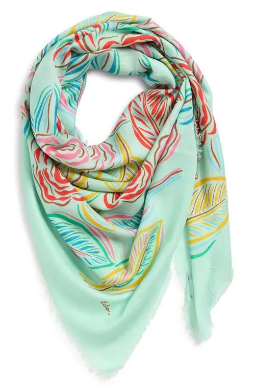 Echo Gestural Rose Print Square Scarf - Multi