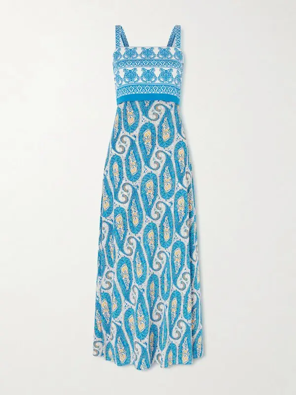 Etro Paisley-print Jersey Maxi Dress - Blue