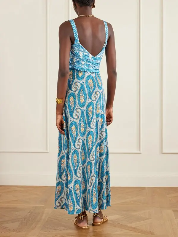 Etro Paisley-print Jersey Maxi Dress - Blue